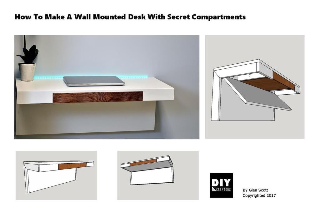 Wall Mounted Desk With Secret Compartments