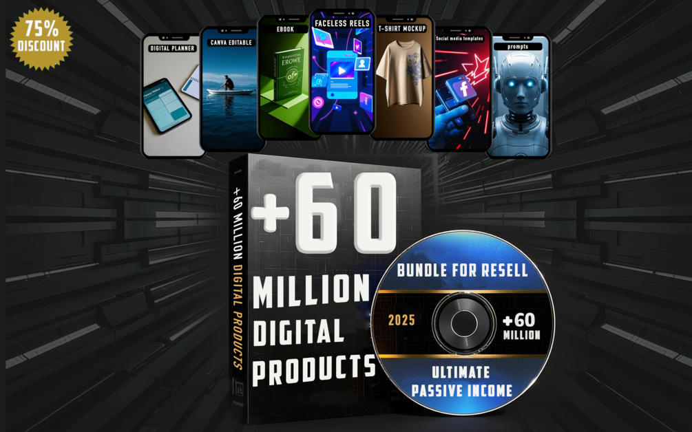 60+ Million Digital Products To Use & Resell Bundle 2025 PLR & MRR
