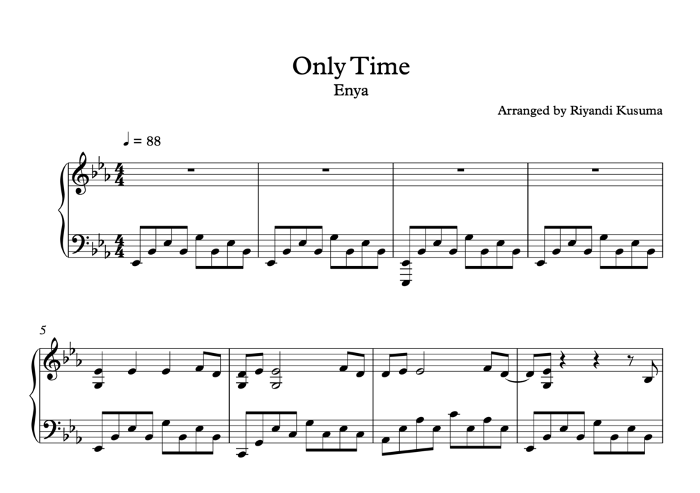 Only Time - Enya (Sheet Music)
