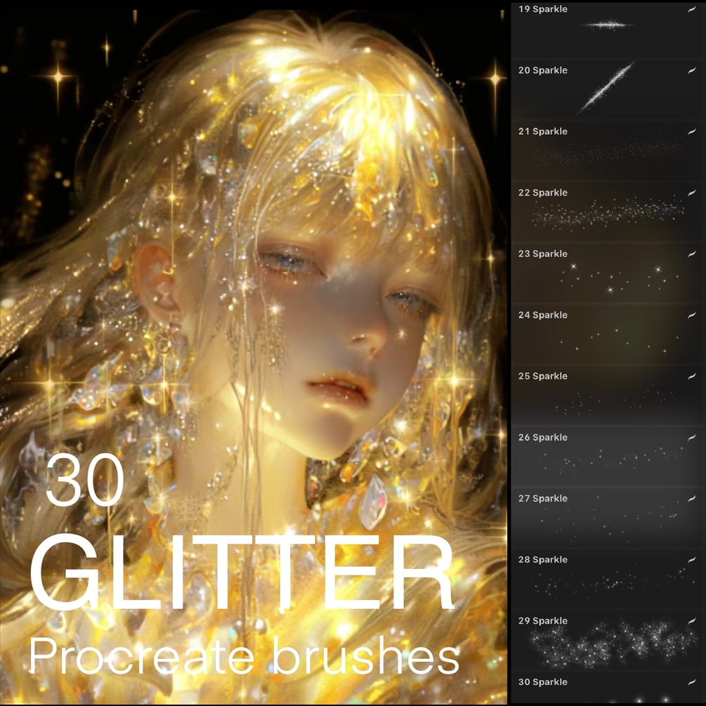 Procreate Brushes GLITTER, Sparkle Brush, Procreate Lettering Brush Set Shimmer Glitter Brush