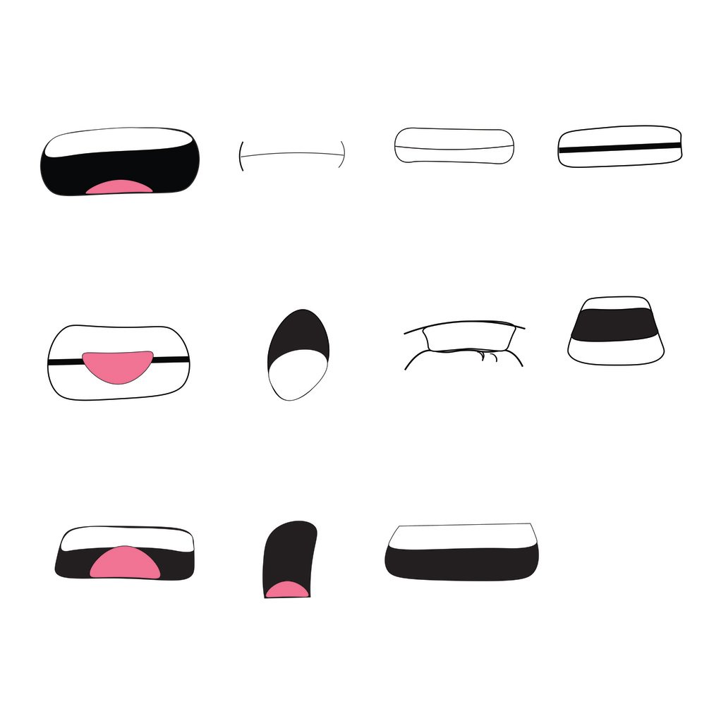 STYLIZED 2D MOUTH SHAPES