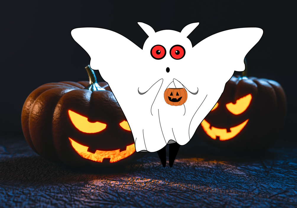 Mothman In Ghost Costume, Happy Halloween