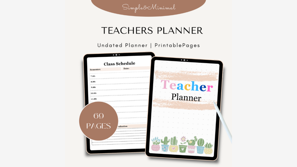 Teacher Planner | Printable + Digital PDF for Daily Life, Goals