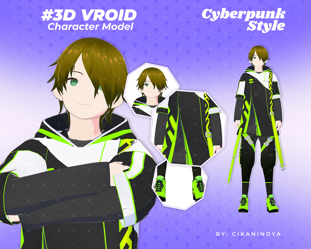 3D Vroid Character Yuta Cyberpunk Anime Male with Futuristic Style ...