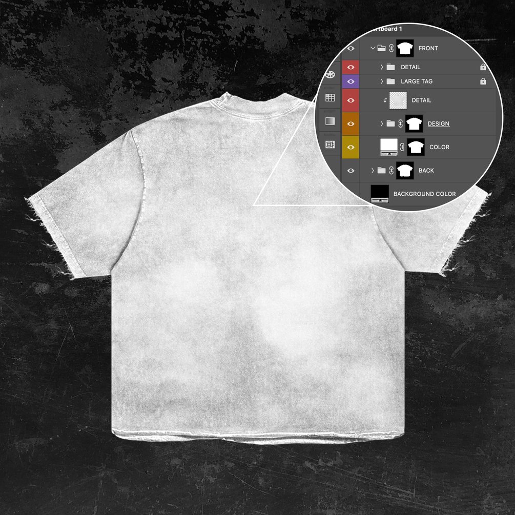 Distressed Unfinished Boxy Mock Neck Tee Mockup (FREE)