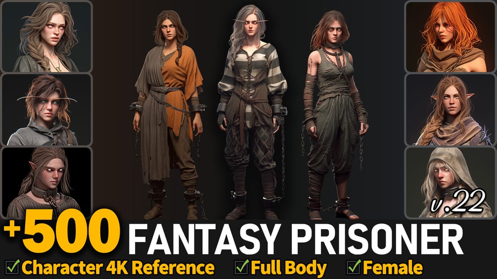 500 Fantasy Female Prisoner (Full Body) - Character Reference Image ...