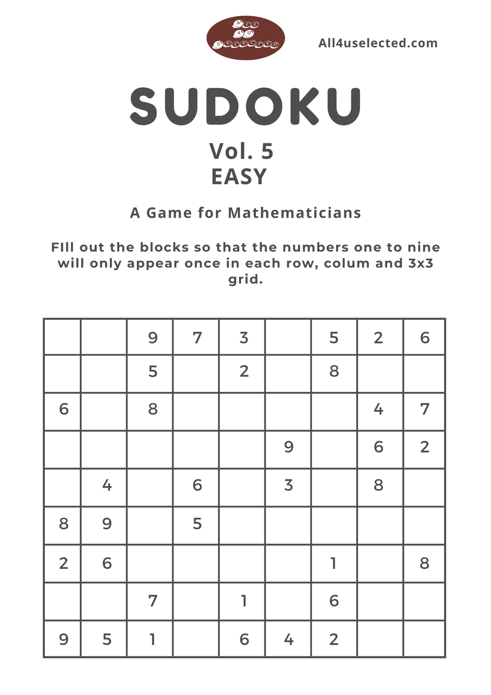 Sudoku easy vol. 5