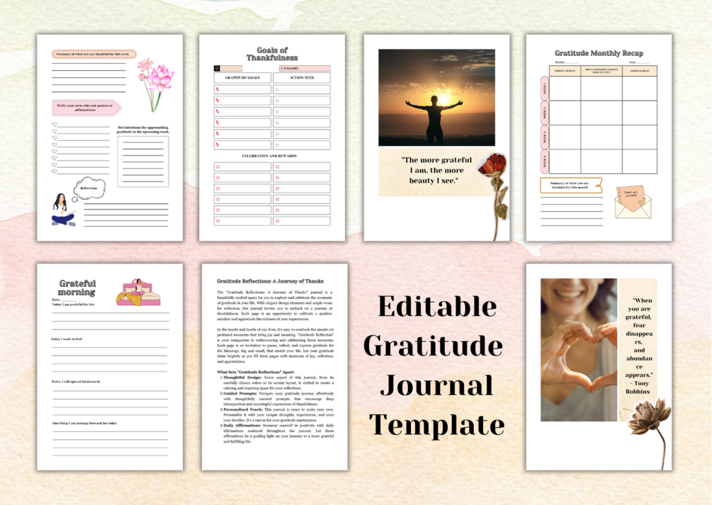 55 page Editable Gratitude Journal