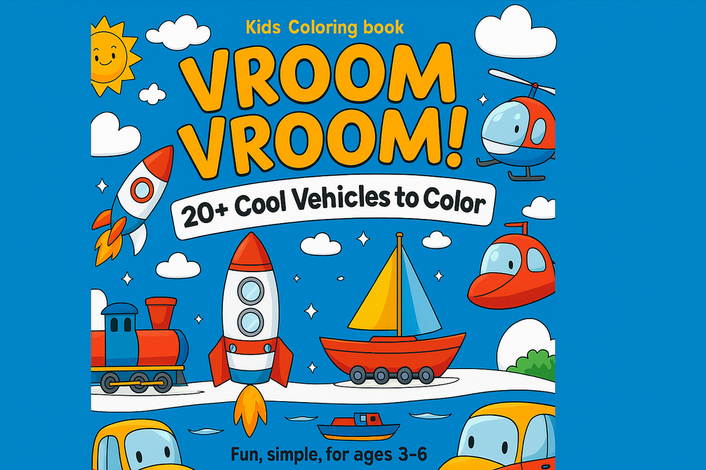 Vroom Vroom! Vehicle Coloring Book for Kids Ages 3-6 | Fun ...