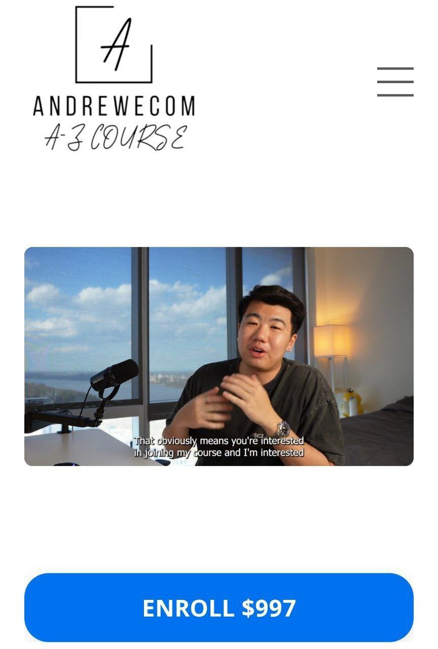 A-Z Shopify Dropshipping (2024) course by Andrew Yu