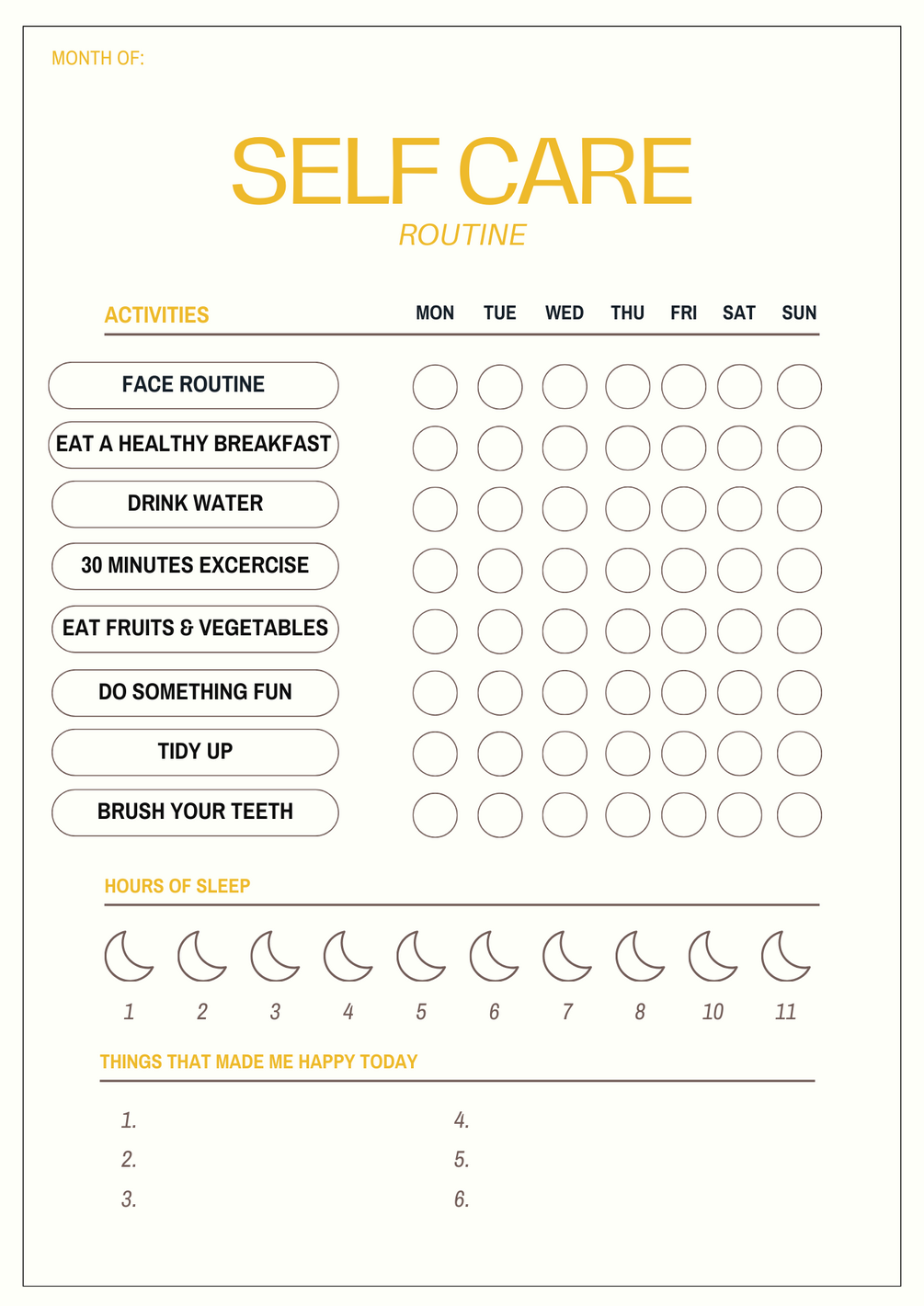 Daily Self-Care Routine - Printable Tracker
