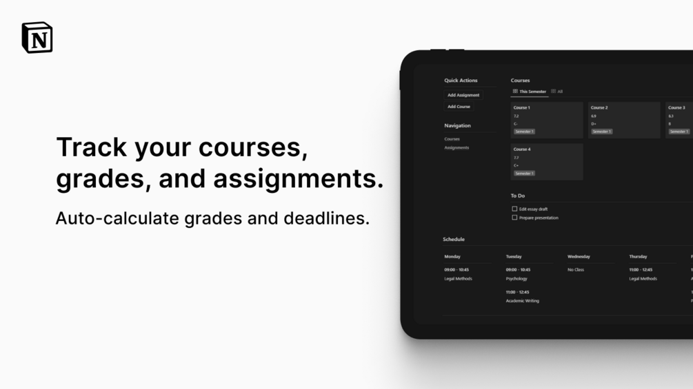 Notion Ultimate Student Dashboard