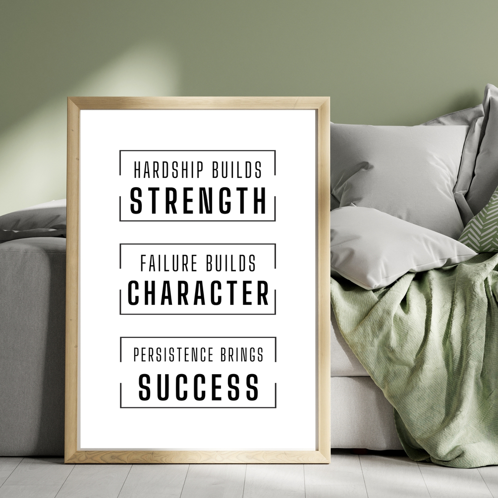 Strength Through Hardship Printable Wall Art | Inspirational Quote Art ...