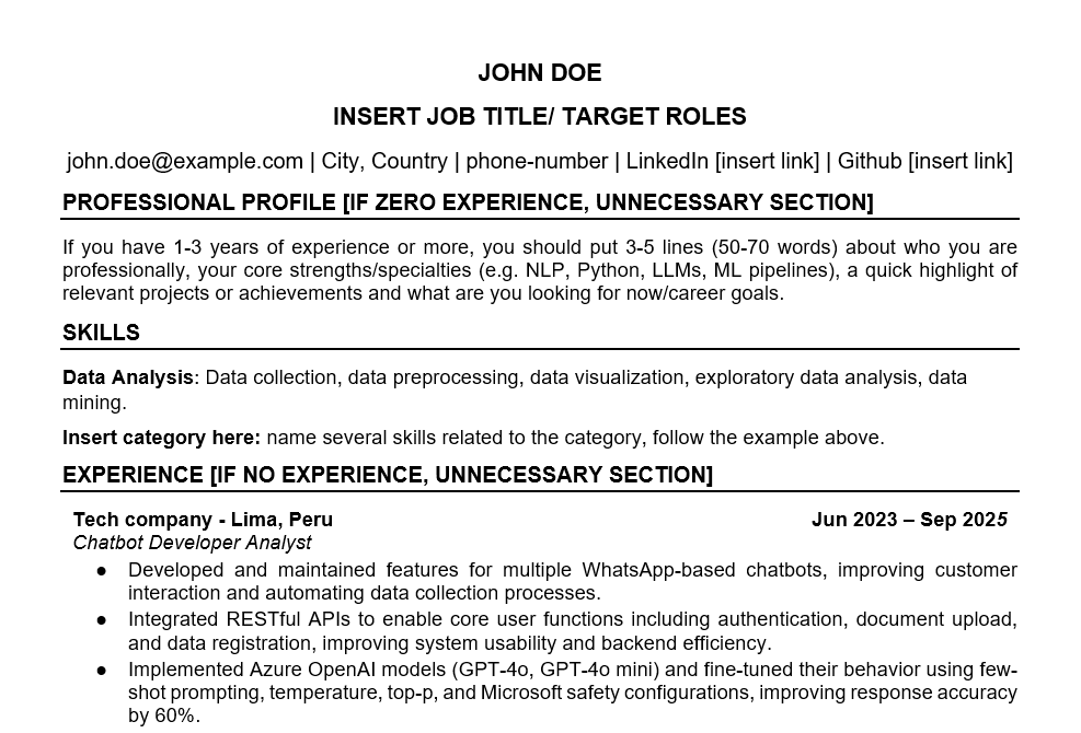 Tech Resume Template (Word + Google Docs Format)