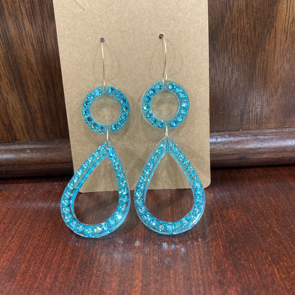 Turquoise rhinestone drops