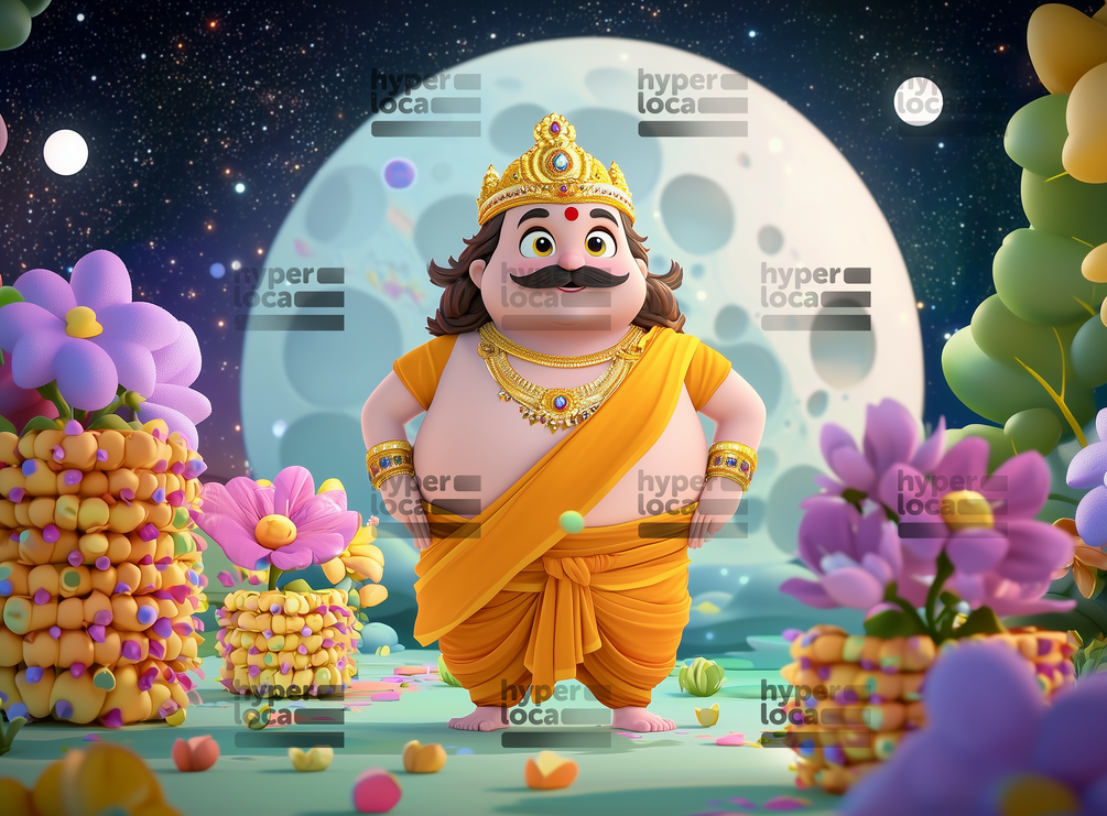 Vibrant Maveli Mahabali Stock Illustration - Onam Festival Art _qq23