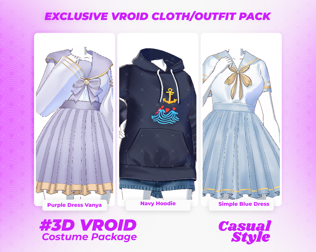 3D VRoid Casual Outfit Pack | Trendy Clothes for VRoid Studio Models ...