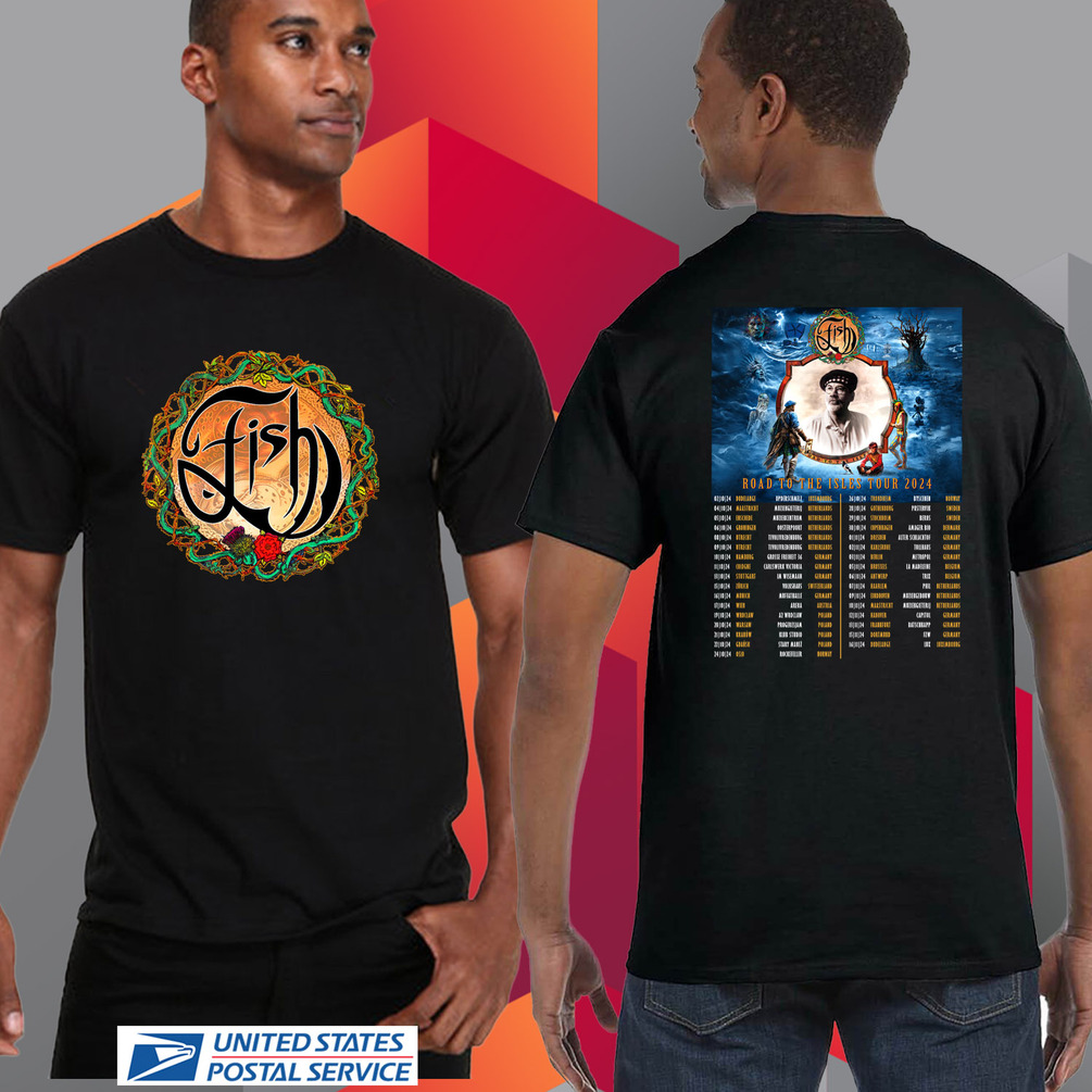 FISH ROAD TO THE ISLES UK TOUR 2024. FISH TOUR. UNISEX BLACK TEE DV01