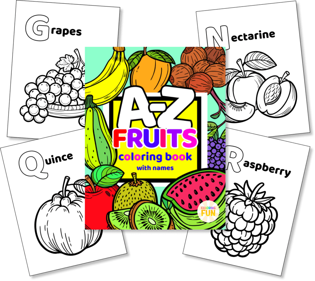Printable A to Z Fruits Coloring Book: A Fun, Bold and Easy Activity ...