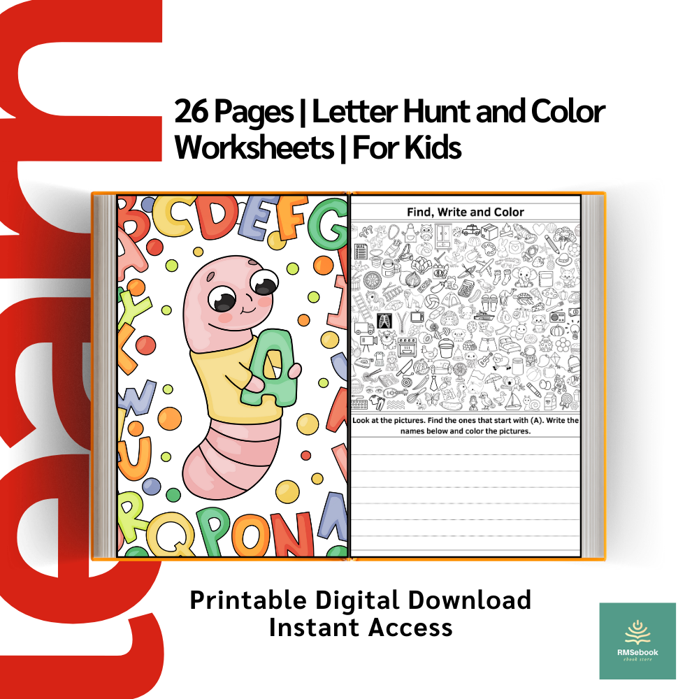 Alphabet Worksheets Letter Hunt : A-Z Coloring Activity (PDF Printable ...
