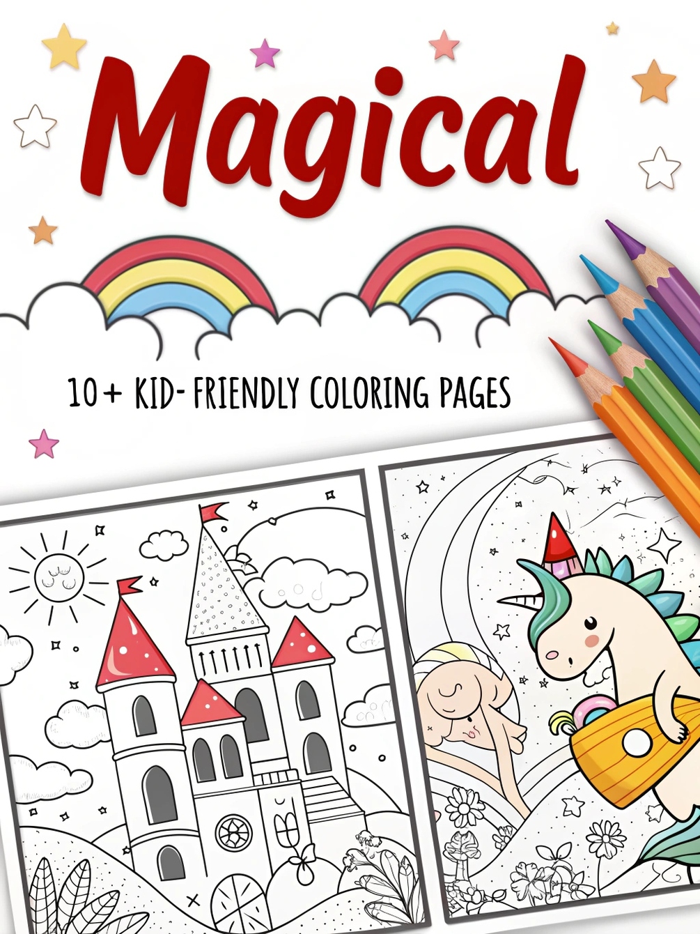 "Colorful World: 10+ Easy & Fun Coloring Pages – Instant Digital Download"