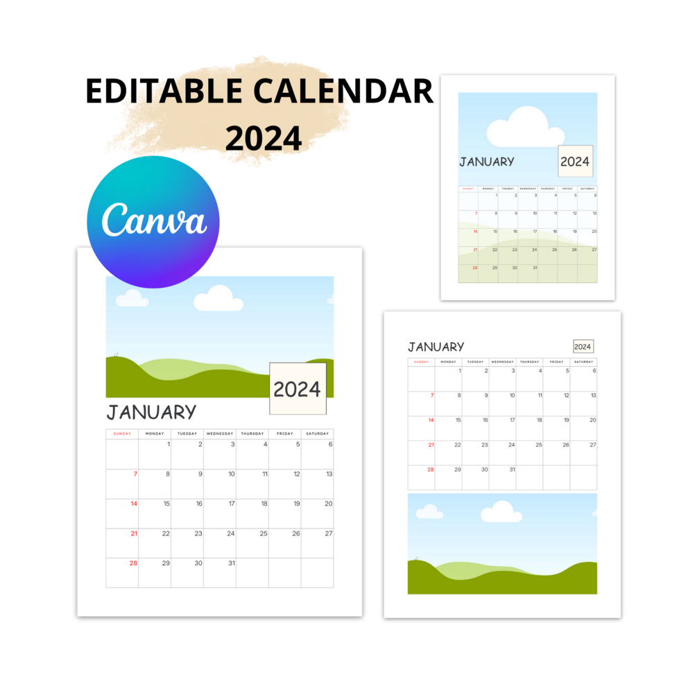 Personalized 2024 Photo Calendar | Monthly Calendar | Canva Calendar ...