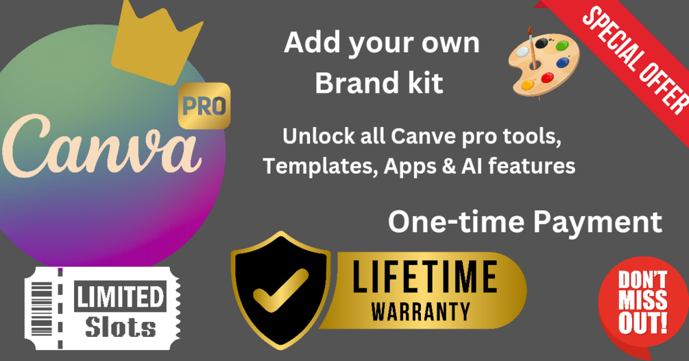 Canva pro + brand kit+ lifetime deals
