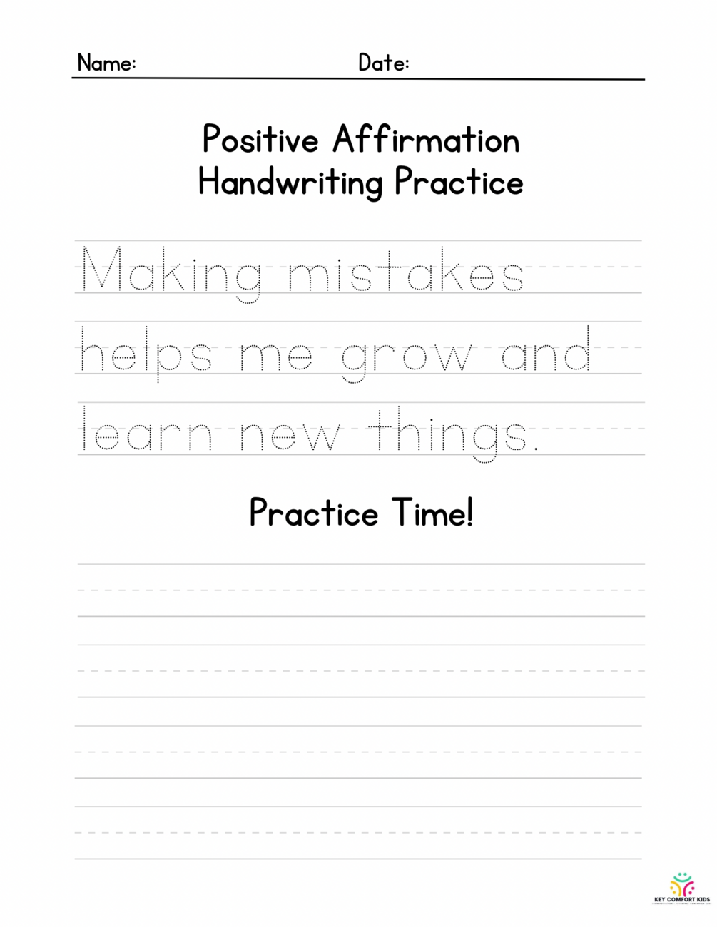 (FREE) Positive Affirmation Handwriting Practice