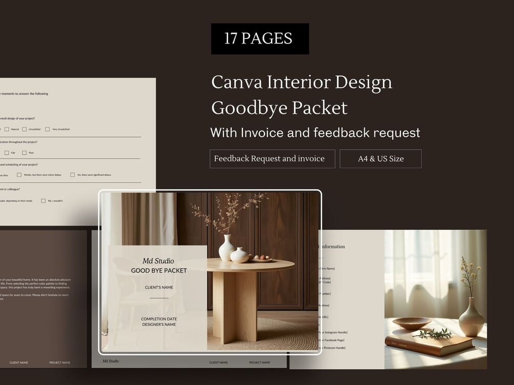 Interior design goodbye packet | professional handover packet with ...