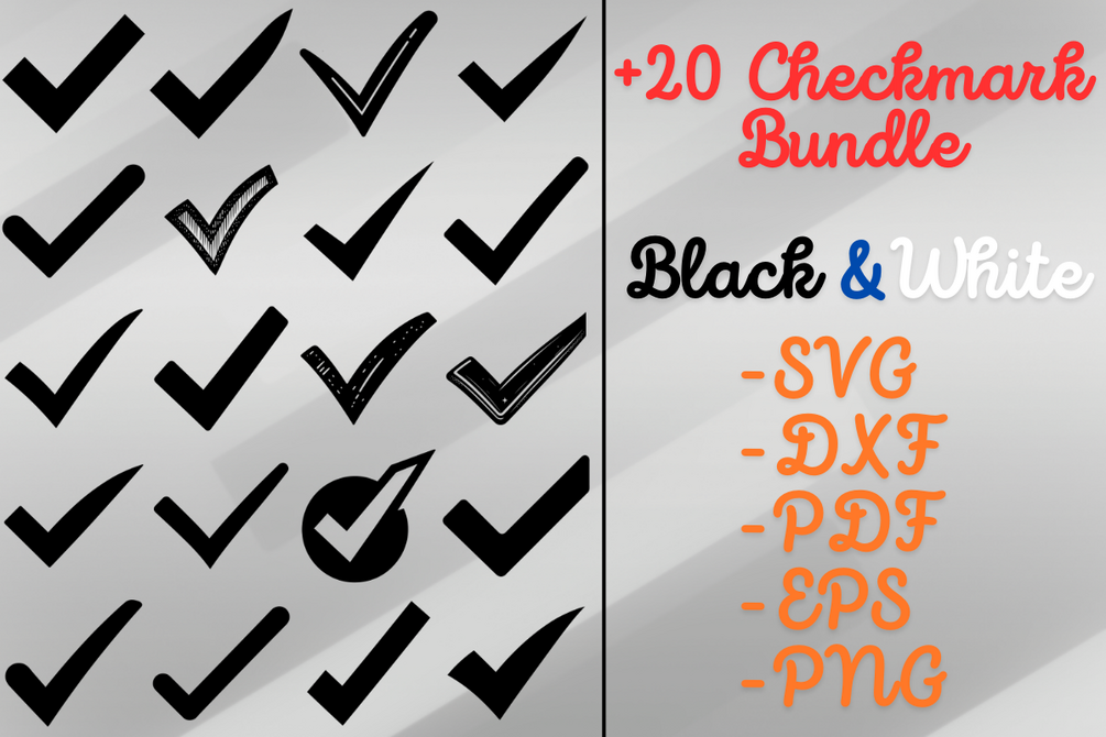 20 Checkmark SVG-DXF-PDF-EPS-PNG Bundle