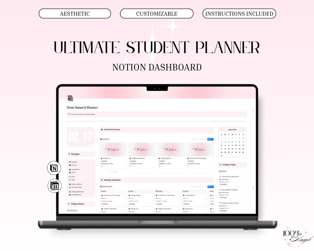 Ultimate Notion Student Planner All-In-One [Pink Aura]