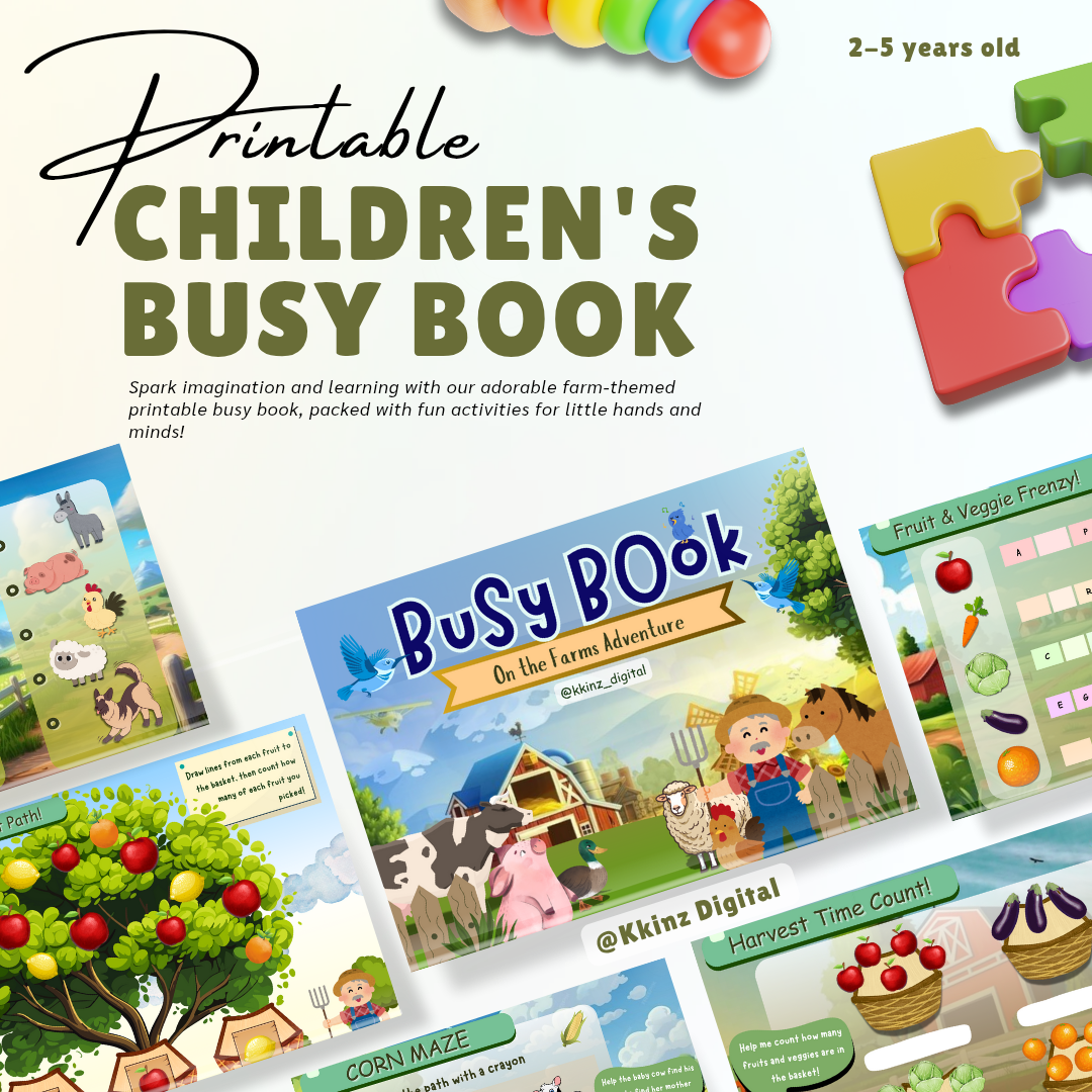 Printable Farm Theme Busy Book / Activity Book