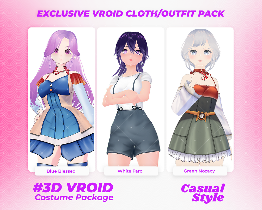 VRoid Clothing Pack, Avatar Dressing, Female Costume, Virtual Fashion ...