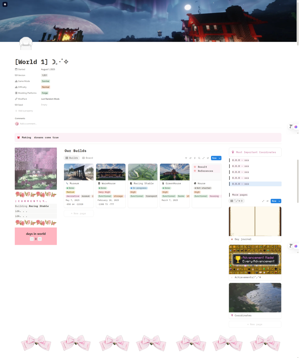 Minecraft Worlds Tracker