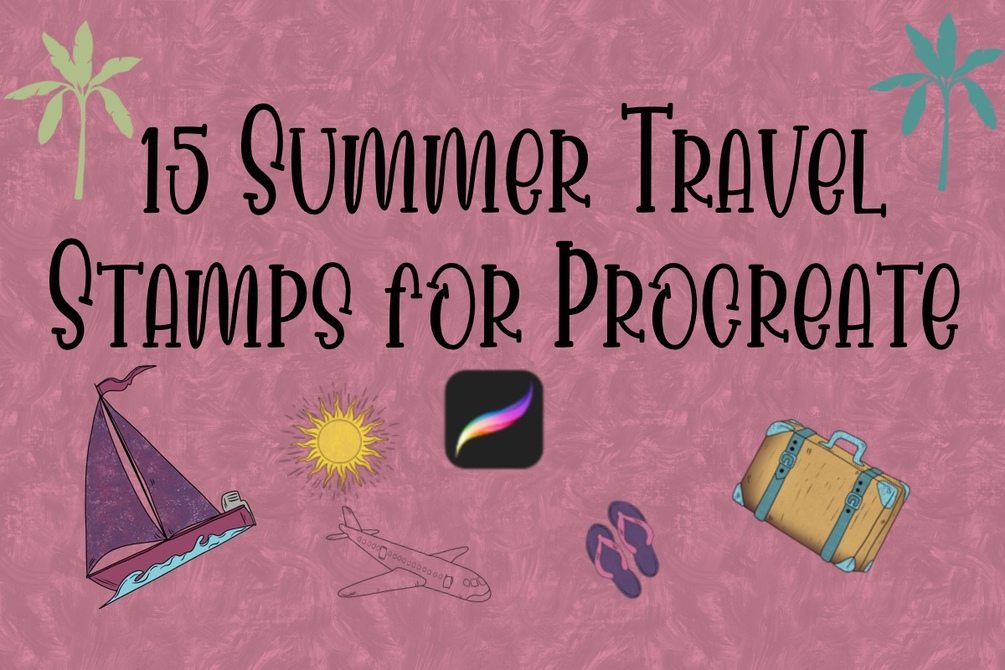 15 Summer Travel Stamps for Procreate