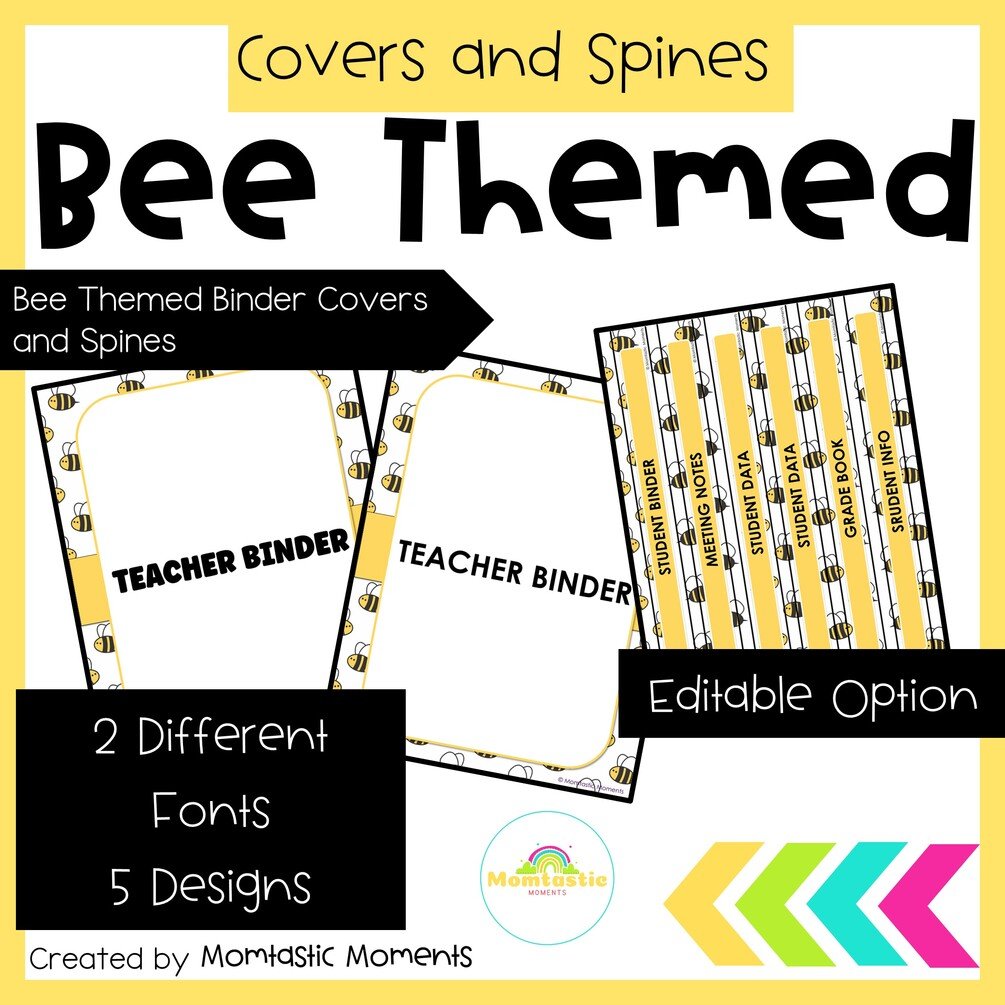 Bee Themed Binder Covers and Spines