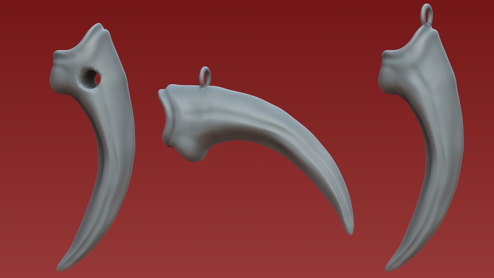 Velociraptor claw pendant (2 variations free) - 3D print
