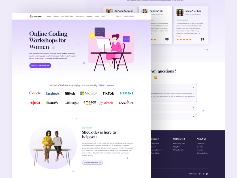 SheCodes Website Redesign – Stylish Template