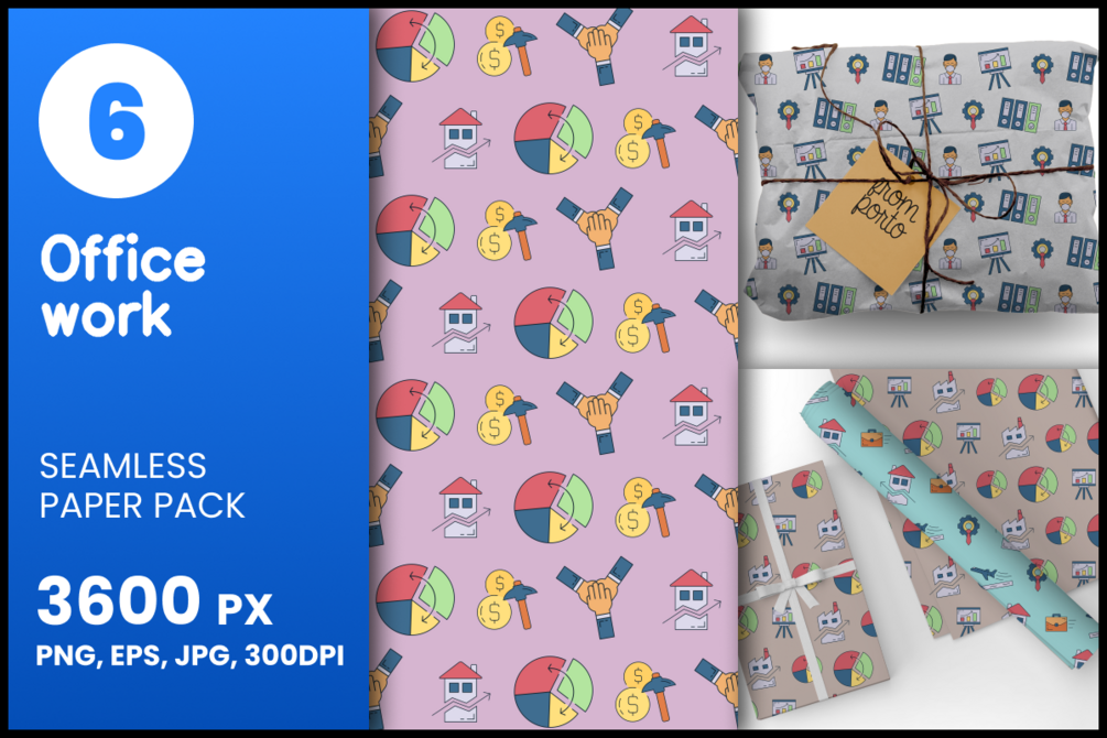 Office work 6 Seamless Patterns