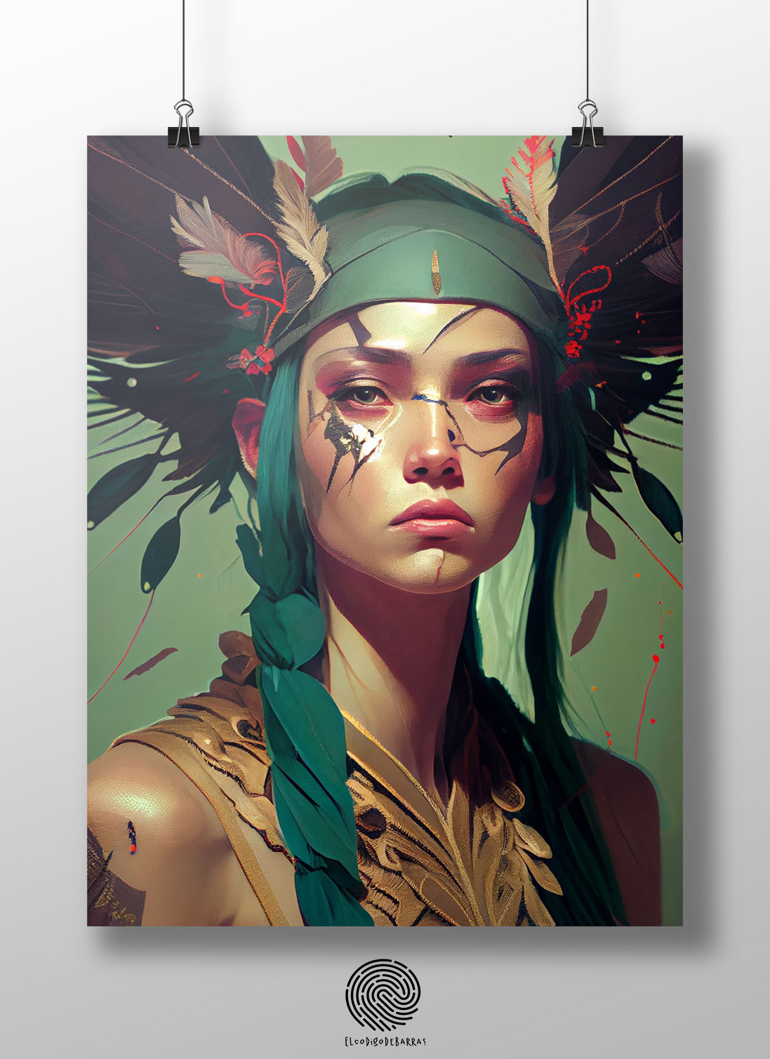 Sad native girl with green bandana