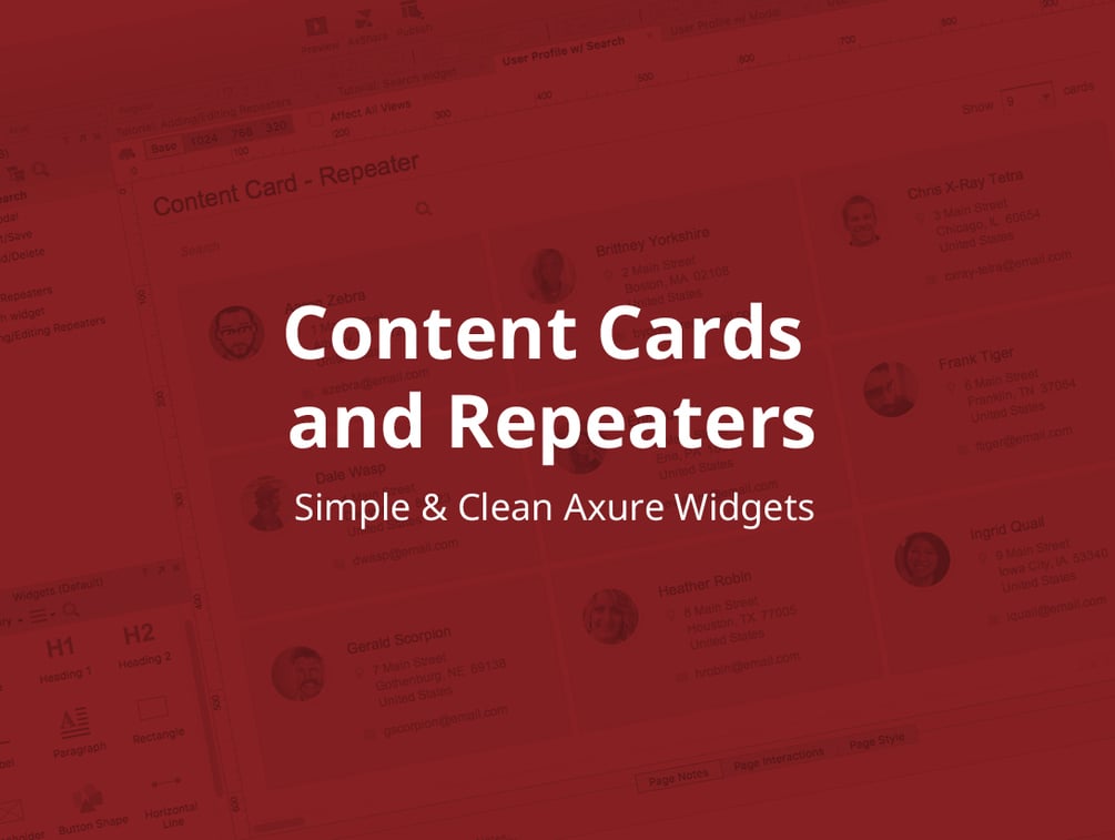 Axure content card repeater widget library