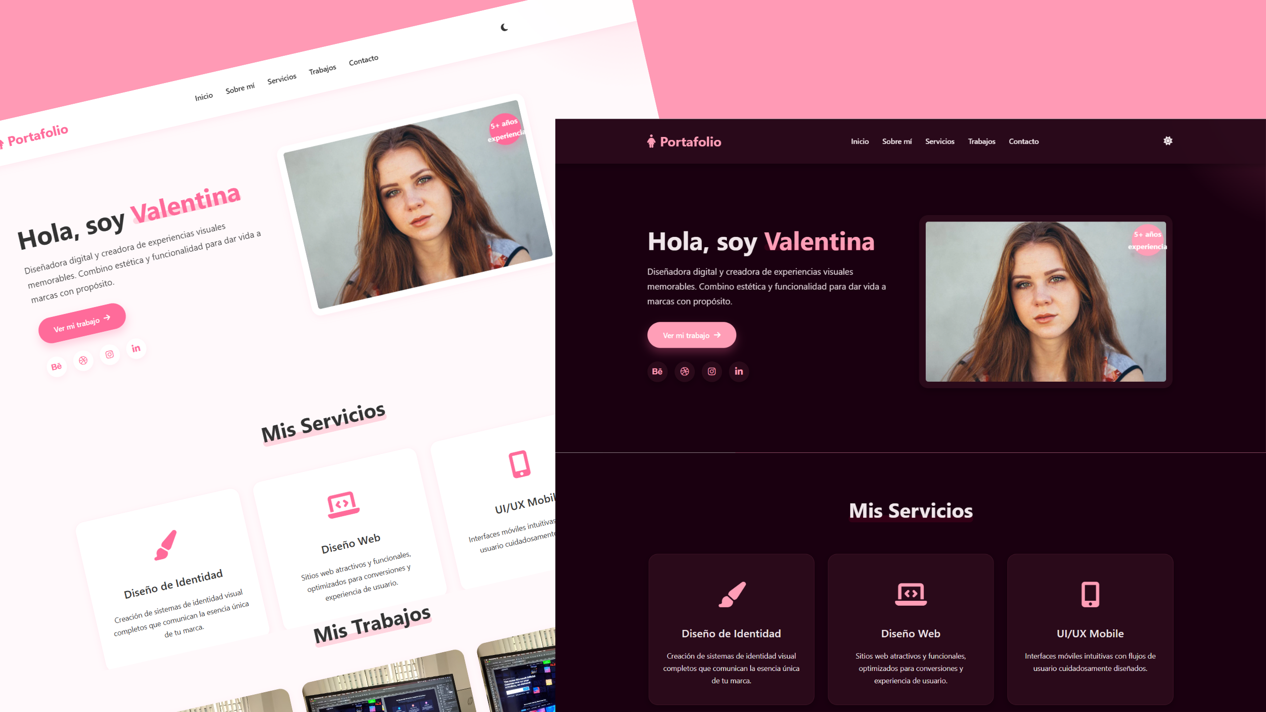 Plantilla de portafolio moderno para mujeres