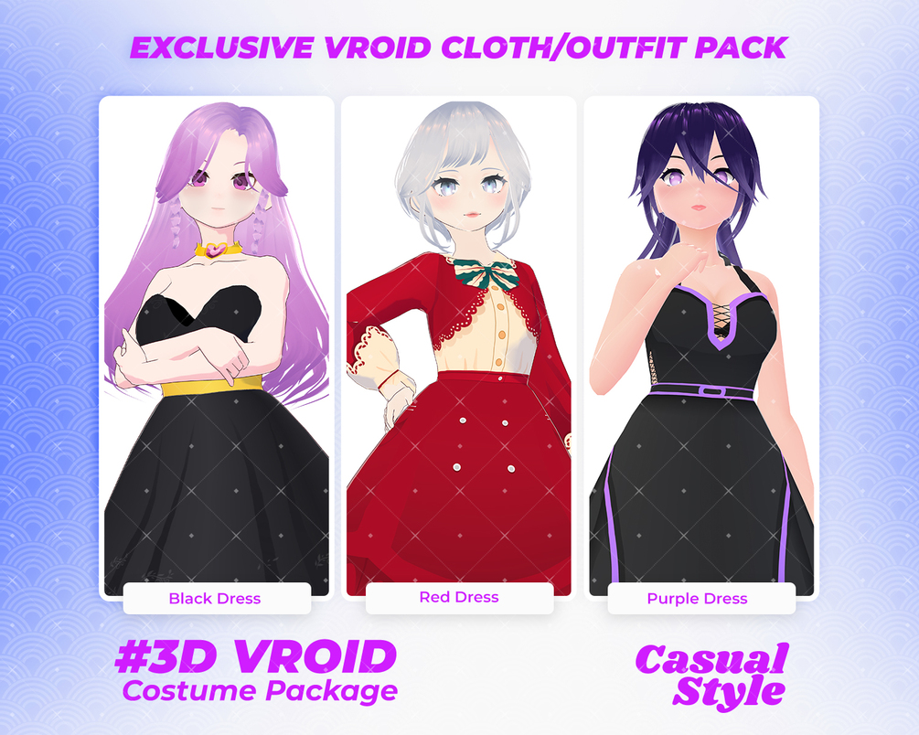 VRoid Clothing Pack, Vroid Fashion, 3D Clothing Bundle, Avatar Outfits ...