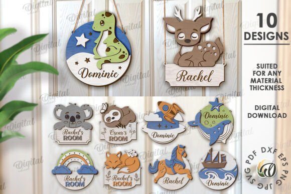 3D Layered Kids Room Signs Bundle