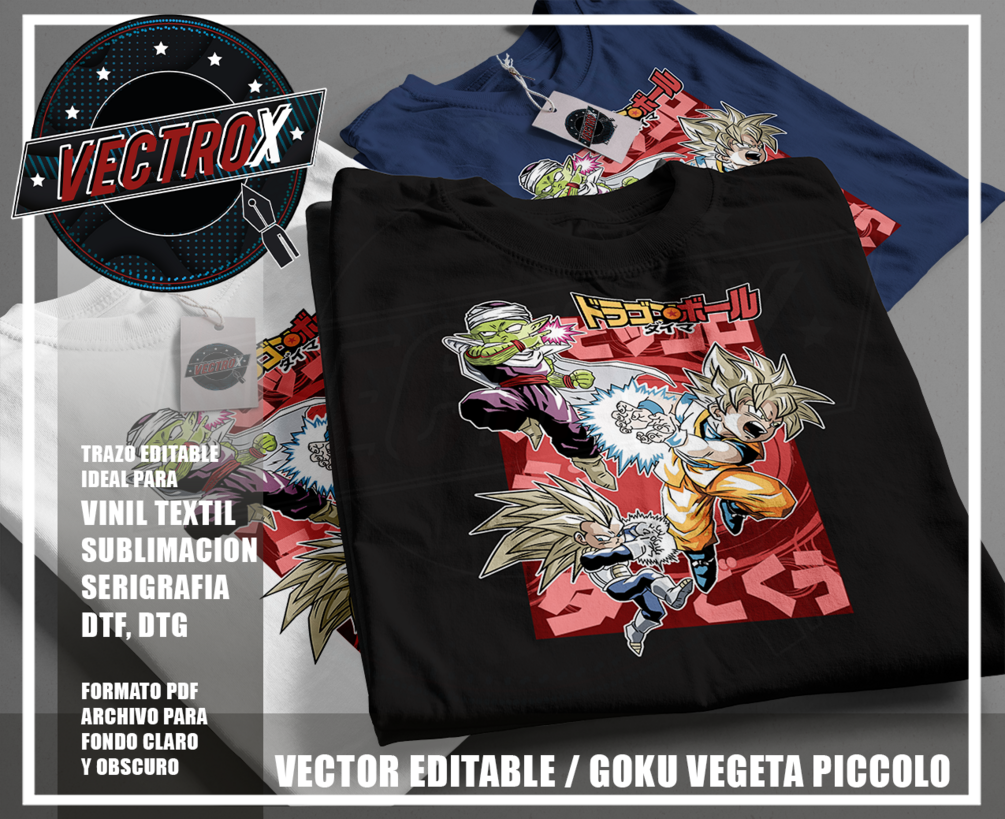 Vector Editable - Goku Vegeta Piccolo