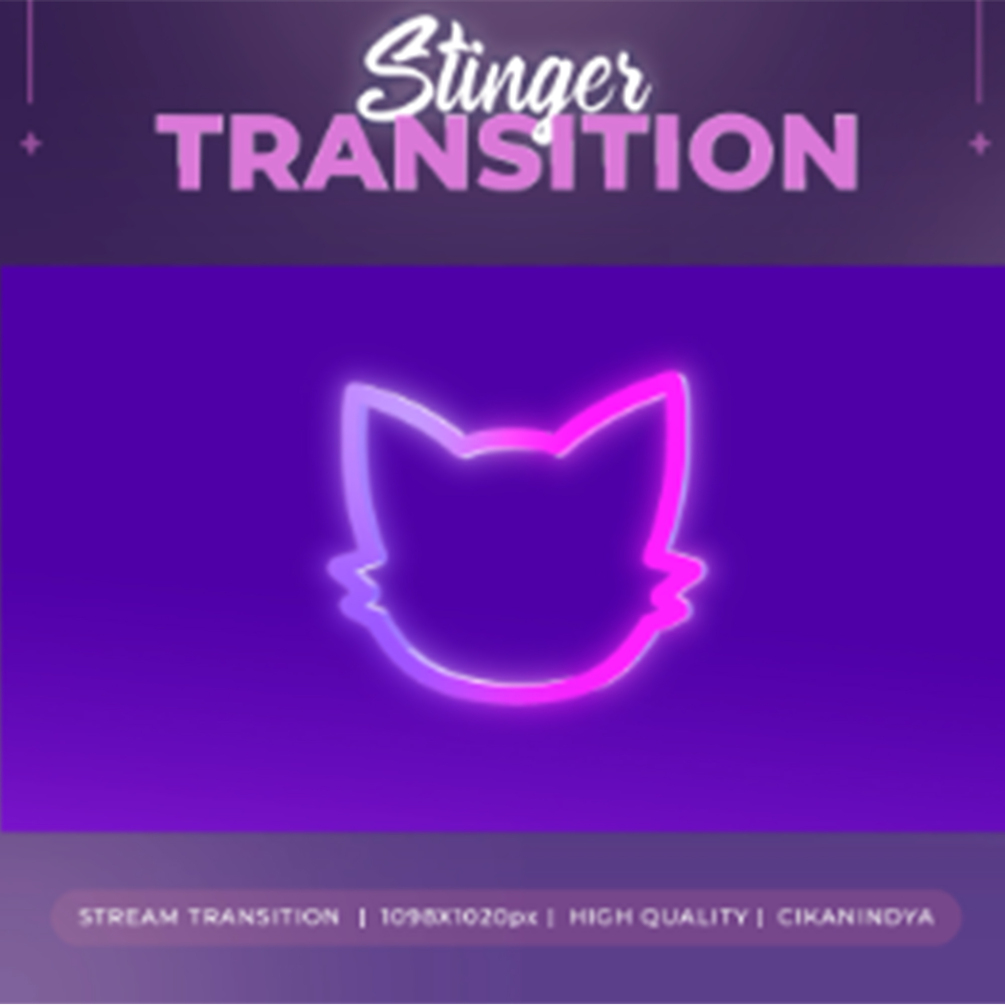 Animated Stinger Transition Neon Cat Outline | Clean & Stylish Overlay ...