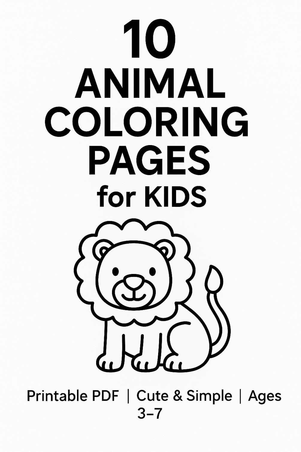 10 Cute Animal Coloring Pages for Kids – Printable PDF Activity Book