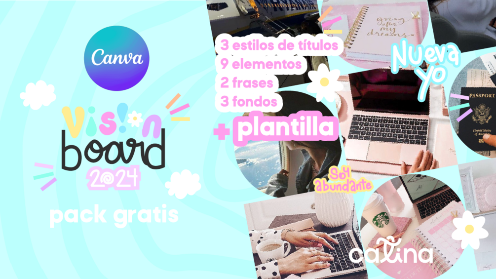 crea tu propio VISION BOARD 2024 GRATIS | Editable en CANVA
