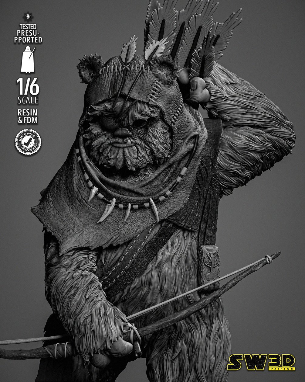 Ewok 3 Sculpture - Star Wars 3D Models - Tested and Ready for 3D printing