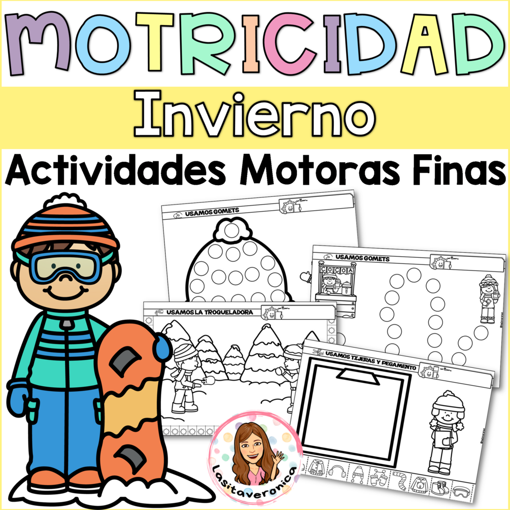 Motricidad fina Invierno. Winter Fine motor Worksheets. Spanish